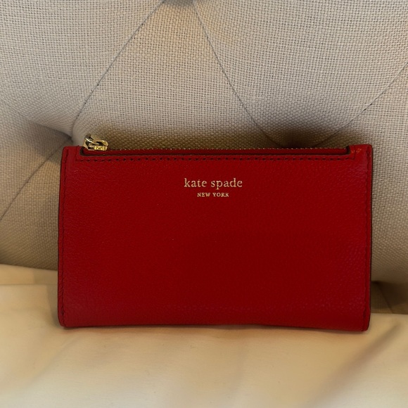 kate spade | Bags | Kate Spade Red Embossed Leather Small Slim Bifold ...